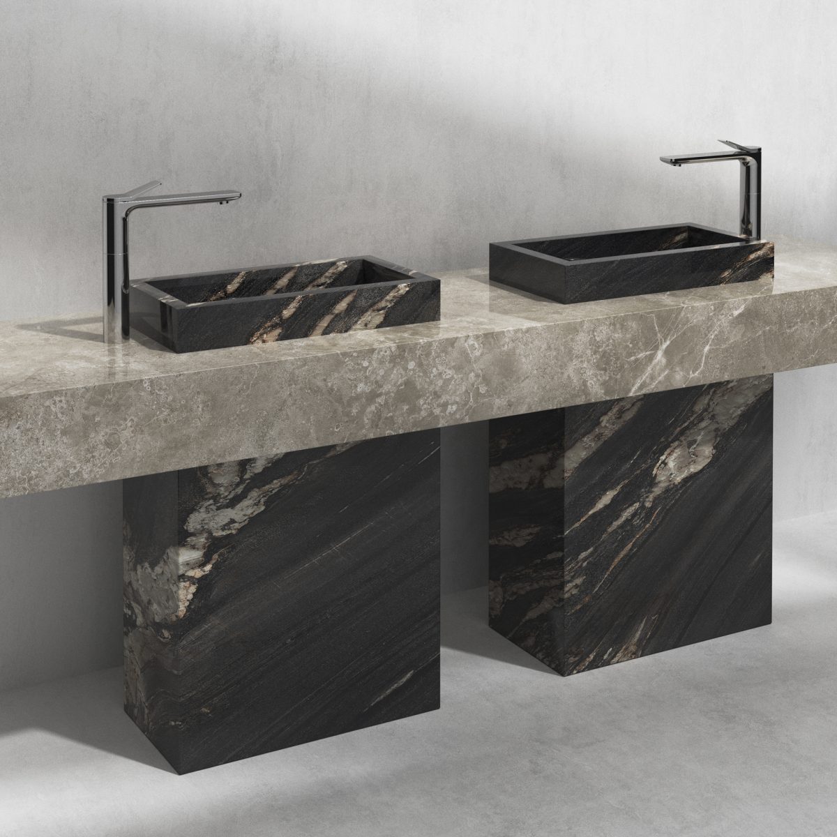 Saturn luxury free-standing double basin in porcelain stoneware from ...
