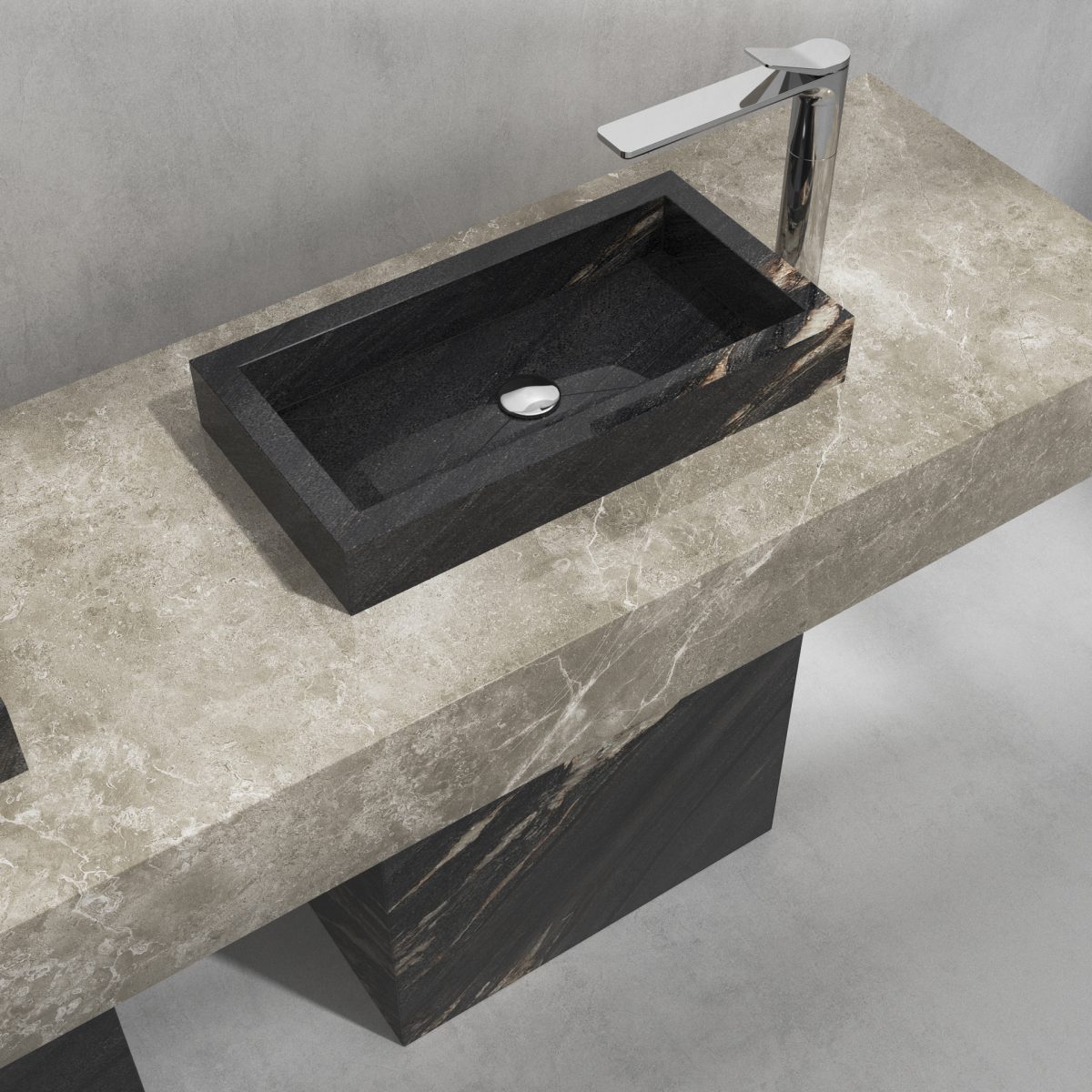 Saturn luxury free-standing double basin in porcelain stoneware from ...