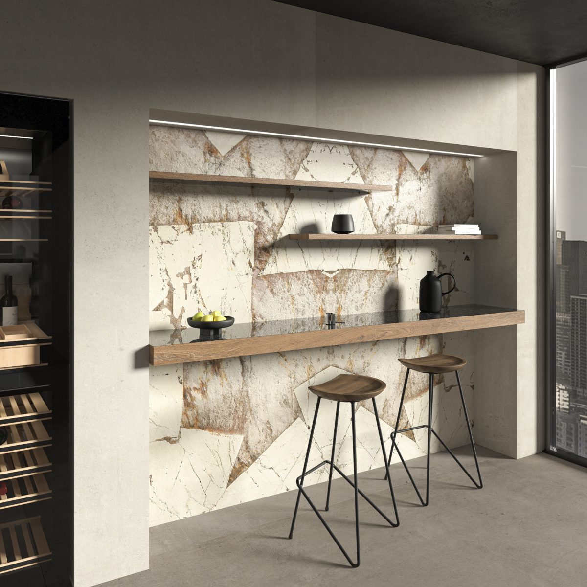Kitchen Breakfast Bar wall-mounted breakfast bar in porcelain stoneware ...