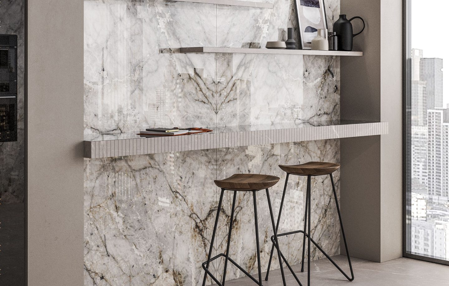 Kitchen Breakfast Bar wall-mounted breakfast bar in porcelain stoneware ...